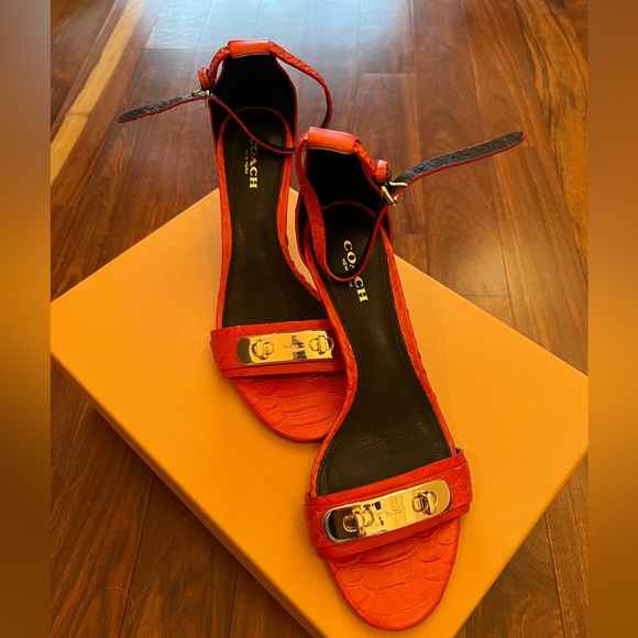 Coach | Shoes | Coach Red Heel Sandals | Poshmark